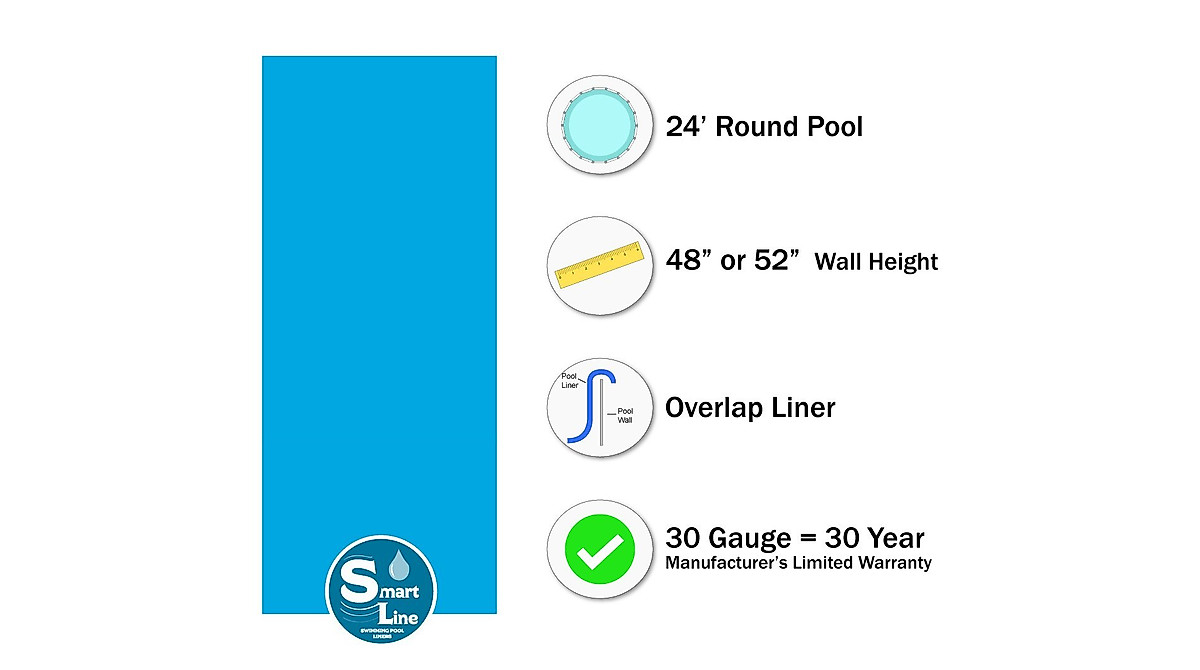 Smartline 24ft Solid Blue Pool Liner - Durable & Affordable