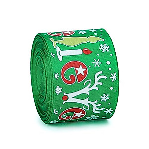 Meseey Red Green Ribbon 10 Rolls Total 50 Yards Christmas Craft Satin Ribbon Funny Cartoon Character Gift Wrapping Ribbon Decorative Ribbon for Xmas Tree Wreath Bows DIY Craft Decoration (Christmas)