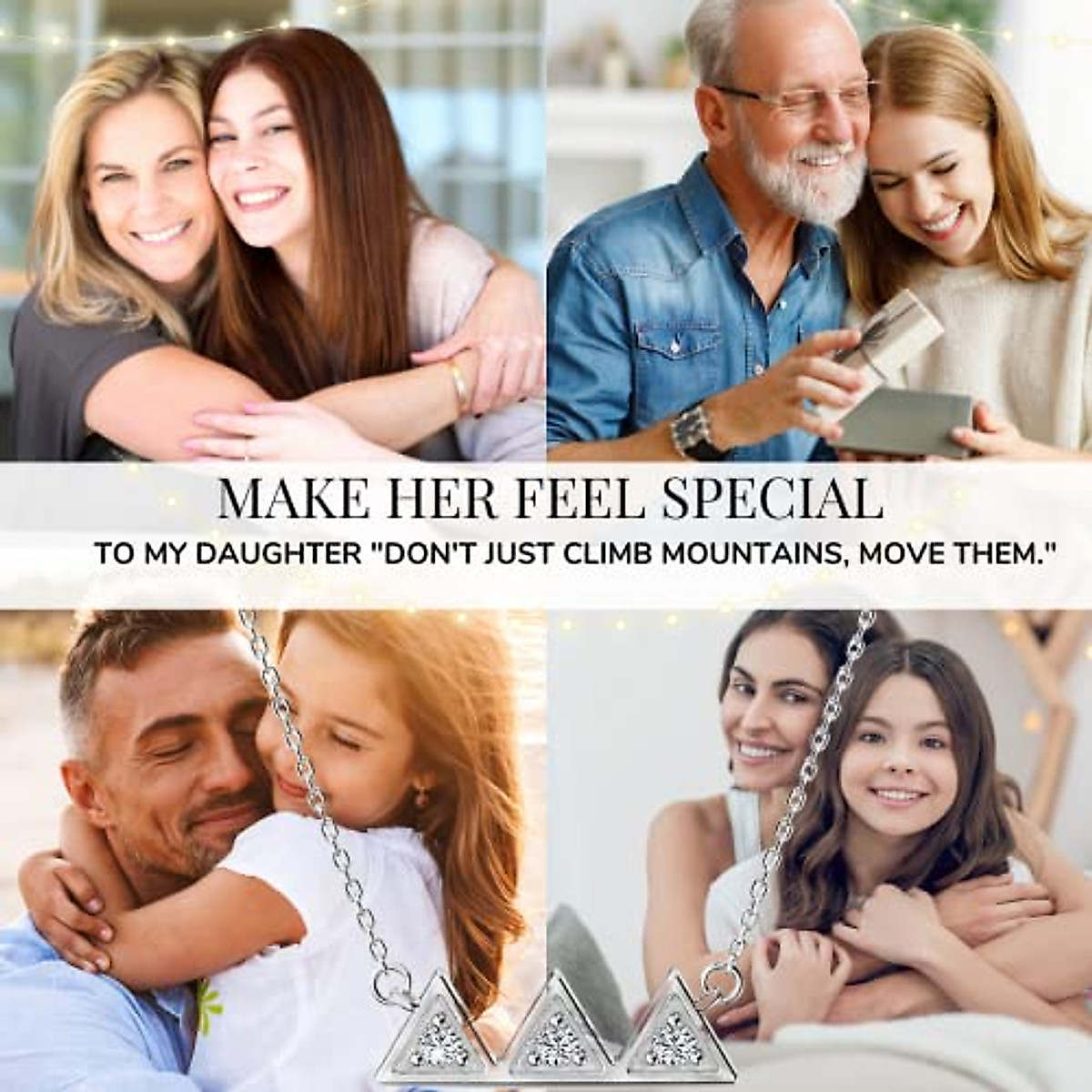 Daughter Necklace for Valentine's Day - Move Mountains, Sterling Silver 925 - Daughter Gifts from Mom or Dad, Necklace for Daughter, Birthday Gift, Graduation Gifts, Mother Daughter Jewelry Gift