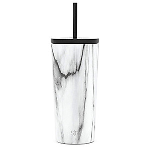 Simple Modern Insulated Tumbler with Lid and Straw | Iced Coffee Cup Reusable Stainless Steel Water Bottle Travel Mug | Gifts for Women Men Her Him | Classic Collection | 20oz | Carrara Marble