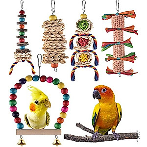KATUMO Bird Toys, Parrot Chew Toys Parakeet Perch Conure Swing Cockatiel Cage Toys for Lovebird Conure Parakeet and Small Birds
