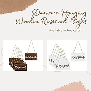 Darware Hanging Wooden Reserved Signs (6-Pack, White); Rustic Style Wood Signs for Weddings, Special Events, and Functions