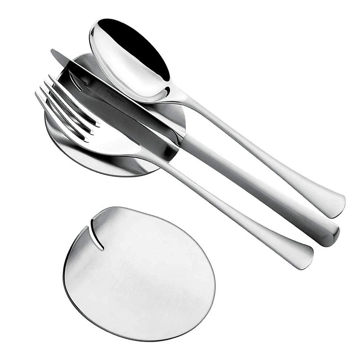 Tramontina Cosmos 64210/010 All Stainless Steel Cutlery Rest, 3.9 inches (10 cm), Set of 2, Elegant Design for Standing Knives, 18-10 Stainless Steel, Round, Made in Brazil