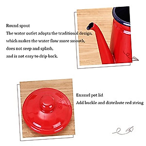 FURLOU Kettle for Stove top 1.1L/37.1OZ Enamel Coffee Pot Pour Over Milk Water Jug Pitcher Barista Teapot Kettle for Gas Stove and Induction Cooker Kitchen Supplies Teapots (Color : Red)