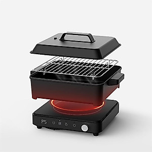 Olayks Portable Induction Cooktop with Removable Iron Cast Griddle Pan & Pot Non-stick, 1500W induction hot plate with Digital Temperature Control & Time, Great for Family Party