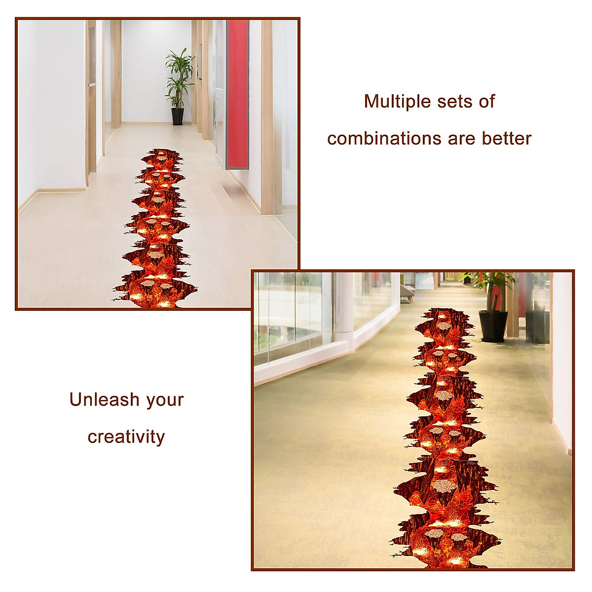 HO BEAR Volcano Floor Stickers Creative Volcanic Magma Home Kitchen Room Art Wall Decor Waterproof Wall Decal Floor Flame & Lava Wall Stickers for Kids Teen Girl Room