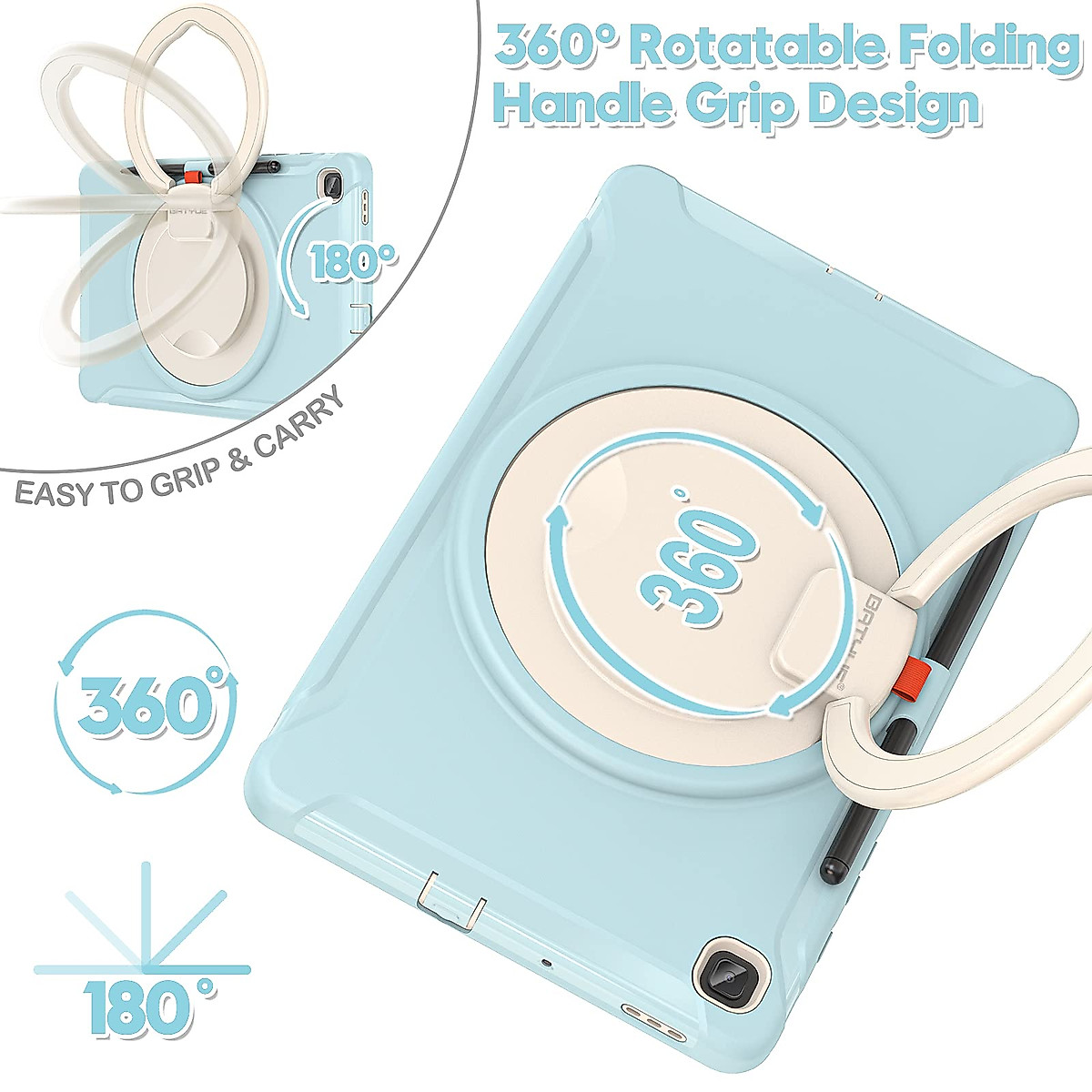 BATYUE Case for Samsung Galaxy Tab S6 Lite 10.4 Inch 2024/2022/2020 (SM-P610/P613/P615/P619/P620/P625/P627), Protective Rugged Cover with Stand, for Kids, Boys, Girls, Frozen Blue