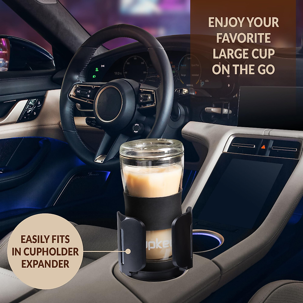 Tupkee 20 oz Double Wall Glass Tumbler With Lid – All Glass Reusable Insulated Hand Blown Glass Travel Mug - For Coffee, Tea, Boba, Iced Coffee, and Smoothie Cup To Go – Black