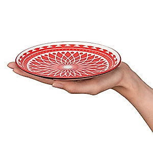 Annovero Small Mini Dessert Plates - Dinnerware for Dessert, Pie, Cake, Cute and Colorful Stoneware Dishes for Kitchen, Microwave and Oven Safe, 6 Inch Diameter, Set of 6