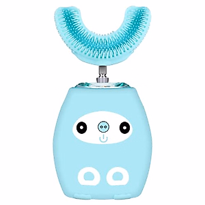 Ziliny Kids U Shaped Electric Toothbrush, Kids Automatic Timer Tooth Brush, Ultrasonic Automatic Toothbrushes with 3 Cleaning Modes, Waterproof Auto Toothbrush for Children Toddler (Age 3-7, Blue)