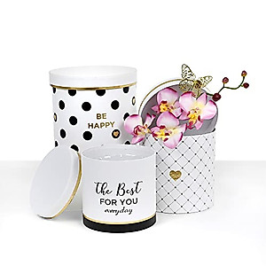 UNIKPACKAGING Premium Quality Round Flower Box, Gift Boxes for Luxury Flower and Gift Arrangements, Set of 3 pcs, with Lids, Size (S/M/L) (Be Happy)