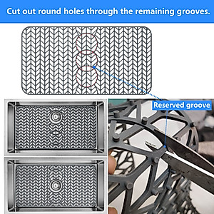 Kitchen Sink Mats Can be Sheared, JIUBAR 29.5"X15" sink protectors for kitchen sink with Rear Drain or Center Drain for Bottom of Farmhouse Stainless Steel Porcelain Sink