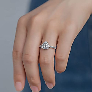 Diamond Jewelry 925 Sterling Silver Wedding Engagement Moissanite Ring 1.50CT Created Moissanite Trillion Cut G-H Color With Accents (10)