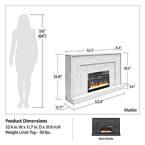 CosmoLiving by Cosmopolitan Liberty Mantel Fireplace, Black Marble