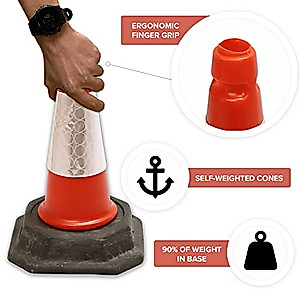 Street Solutions 6 Pack Traffic Safety Cones 18'' inches with Reflective Collars, Unbreakable PVC Orange Construction Cone for Traffic Control, Driveway Road Parking (Orange)