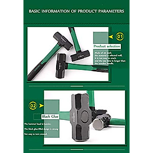 3-Pound heavy duty hammer/Strike Drilling/Crack Hammer, octagonal hammer with fiber shockproof handle,3-Pound Sledge with Fiberglass Handle & No-Slip Cushion Grip