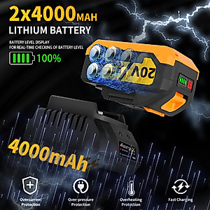 AwxryoX 1/2" 700N. m Compact Impact Gun, 516 Ft-lbs Cordless Pistola de Impacto High Torque w/ 2x4.0Ah Battery & Household Tool Accessories, Brushless Power Impact Wrench for Home Car Tire