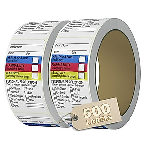 SDS Stickers 500 Stickers - 2 Rolls of 250, 1.5" x 2.5", Right To Know- Chemical Identifying and Marking Sticker Decals