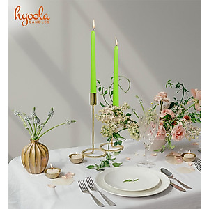 12 Pack Tall Taper Candles - 10 Inch Lime Dripless, Unscented Dinner Candle - Paraffin Wax with Cotton Wicks - 8 Hour Burn Time