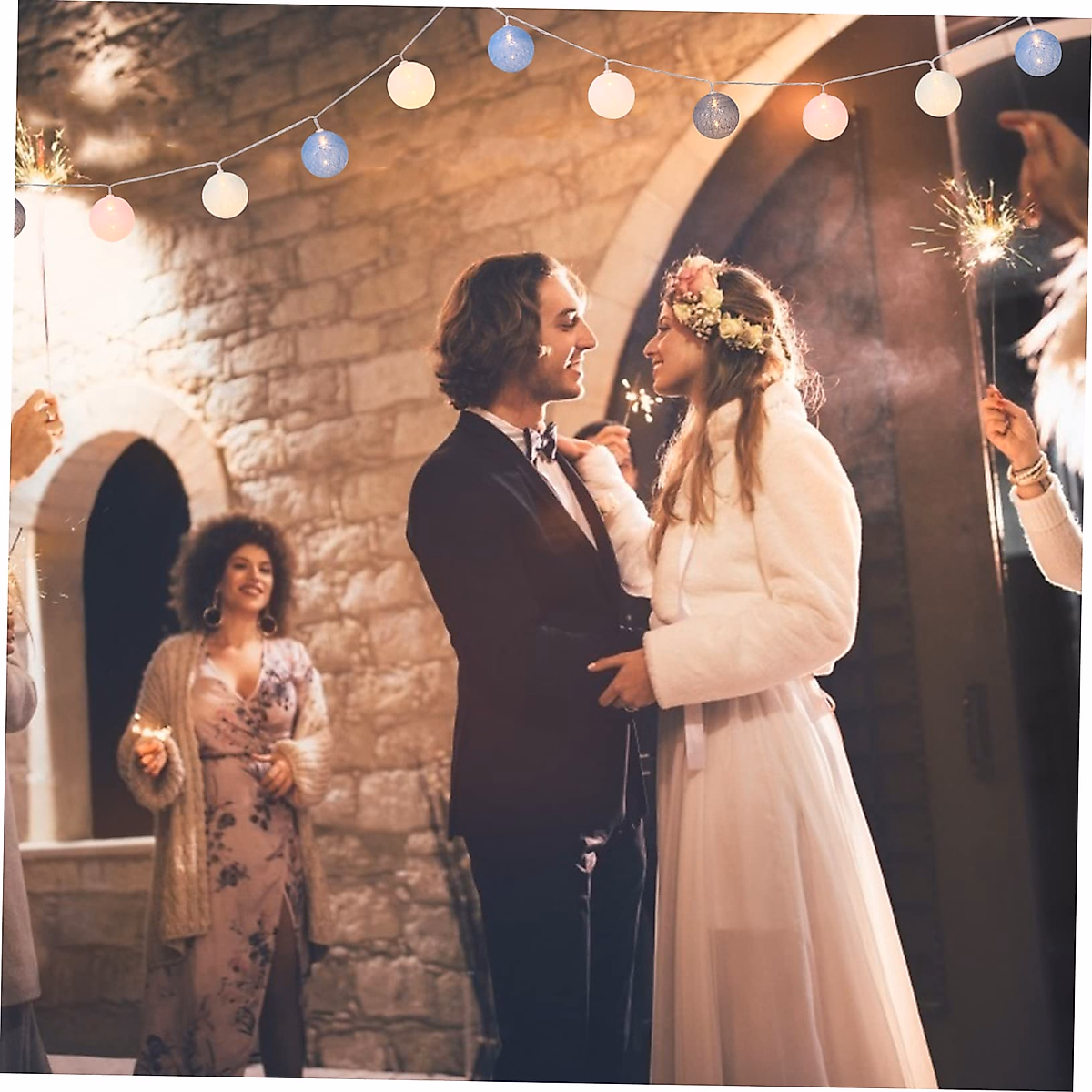 Abaodam 1 Set 20 Cotton Ball Light String Window Curtain Light Holiday Light Decor Decorative Hanging Lights Fairy Curtain Lights Wedding Decoration Astetic Room Decor Led Indoor Plastic