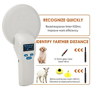 Fockety Pet Microchip Scanner, Animal Microchip Reader Animal Tag Scanner with Large OLED Display, Chip ID Scanner for Animal Pets Pigs Dogs Cats, Long Reading Distance