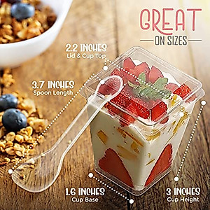 50pack 5oz Clear Plastic Dessert Cups With Lids And Spoons - Mini Parfait Cups With Lids - Appetizer Cups For Parties Small Dessert Cups With Spoons (50 Cups + 50 Lids + 50 Spoons)