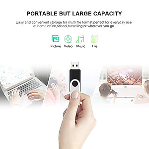 KEXIN 100 Pack 8 GB Flash Drive Bulk USB Flash Drive Thumb Drive Bundle USB Flash Drives Swivel Design Memory Stick USB 2.0 Black
