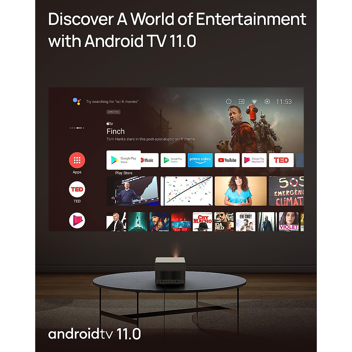 XGIMI Elfin Mini Projector, Ultra Compact 1080P Portable Projector 4K Input Supported for Movies & Gaming, Android TV 10.0, 800 ANSI Lumens, HDR 10, Harman Kardon Speakers, Auto Keystone, Auto Focus