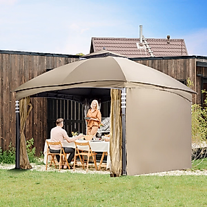 EasyLee 10x12 Gazebo Replacement Canopy, Double Teir Sunshade Polyester Soft Top Cover 10'x12' Gazebo #GF-12S004B-1(Beige)