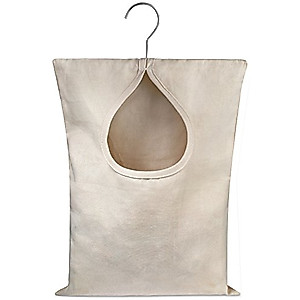 Handy Laundry Clothespin Bag - 11" x 15" - Holds 100 Medium-Sized Clothes Pins, Durable Canvas Material, Hook for Hanging and Effortlessly Sliding on The Clothesline with an Extra-Large Opening.