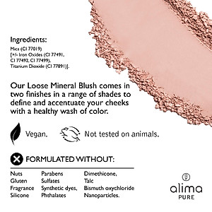 Alima Pure Loose Mineral Blush, Powder Blush Makeup, Cheek Tint Face Blushes with Satin Matte Finish, Pink Blush Makeup, Talc Free Blush, Natural Blush for cheeks Vegan Blush .15 oz/ 4.5 g