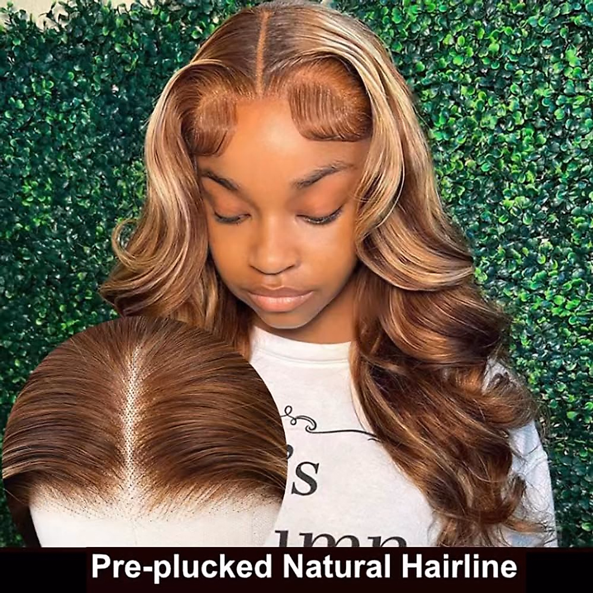 WOWQUEEN Ombre Lace Front Wig Human Hair 4/27 Highlight Honey Blonde 13x4 HD Transparent Lace Front Wigs Human Hair Pre Plucked Colored Glueless Body Wave Frontal Wigs for Women 180% Density 26 Inch