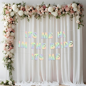 Pre-Strung Holographic Bachelorette Party Banner Iridescent Its Me Hi I'm The Bride Its Me Banner for Bachelorette Party Decoration