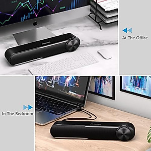 Jeecoo A30 Wired Computer Speakers PC Soundbar for Monitor - Clear Sound, USB-Powered w/3.5mm AUX, Big Volume Control - Laptop Tablet Compatible