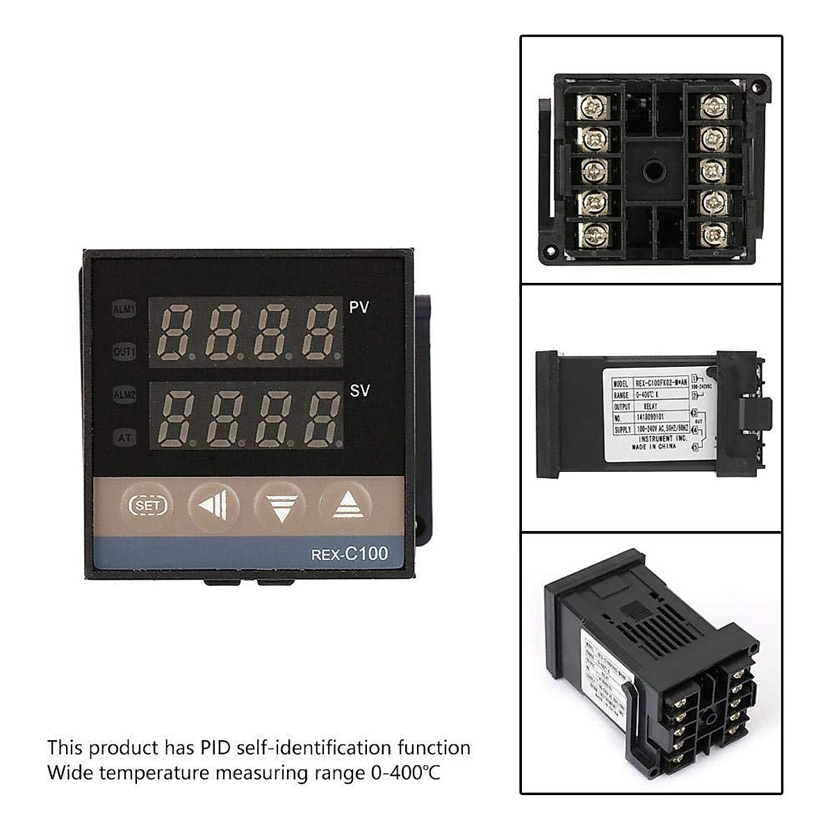 REX-C100 Temperature Controller, REX-C100FK02-M*an PID Digital Temperature Controller Relay Output Thermostat AC 250V Temperature Control Switch