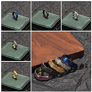 Supra Diamanto 9pcs Spinner Rings for Women Anxiety Relief -Size 7-12 Fidget Rings, Sand Blasted Finished Band Set, Anxiety Ring Spinner Fidget Band Chain Rings for Women Men (A 9, 8)