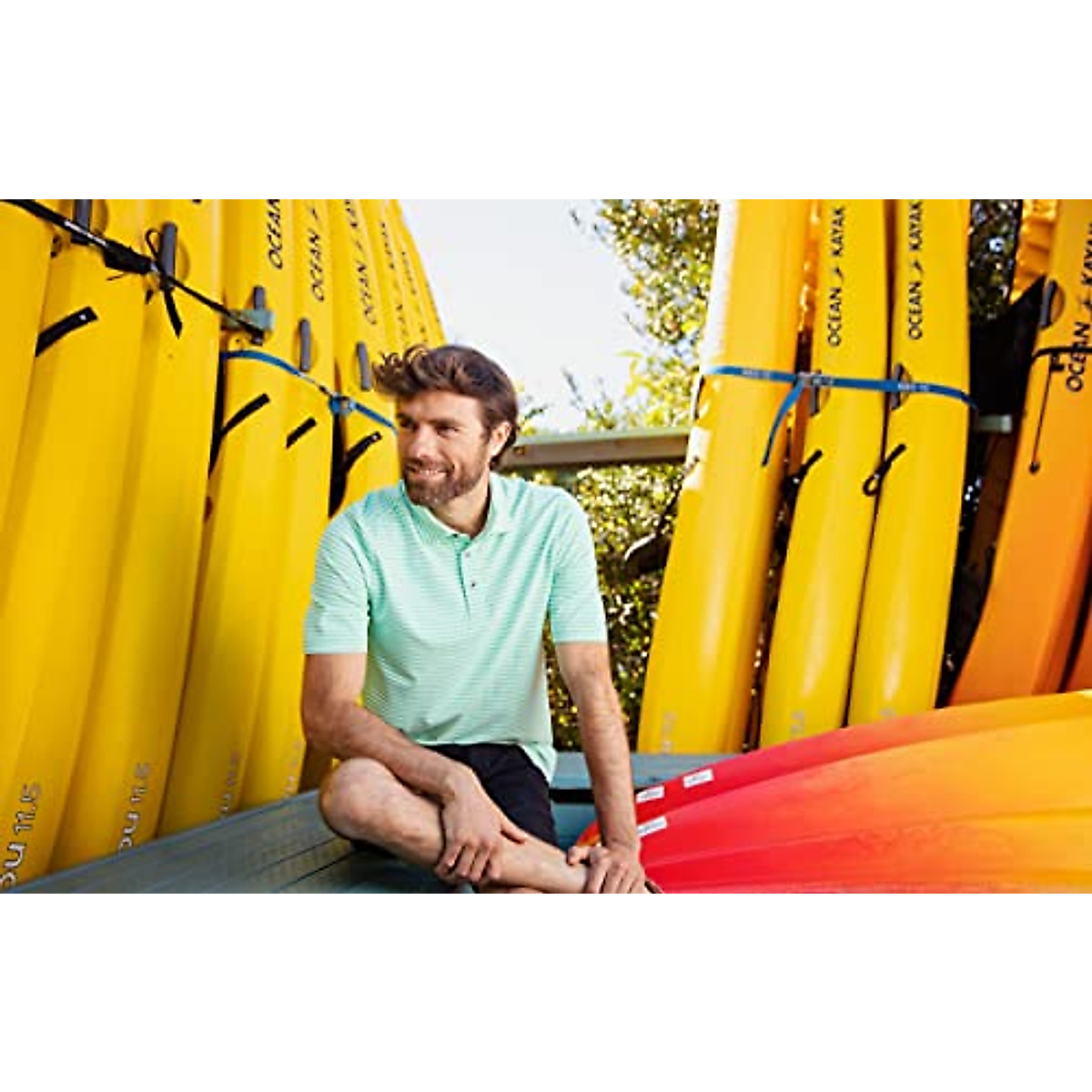 Cutter & Buck Virtue Eco Pique Stripe Recycled Mens Polo, Kelly Green, XXXL