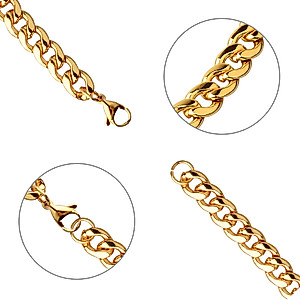 Gold Chain, 24" Gold Necklace, Fake Gold Chain for Men, Feel Real Solid 18k Gold Plated Fake Chain Necklace 24 Inch 10MM