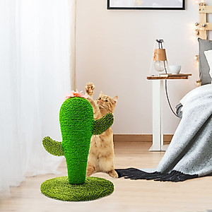 LIFLIX Cactus Cat Scratching Post, 17'' Cute and Fun Sisal Cat Scratcher for Indoor Cats and Kittens