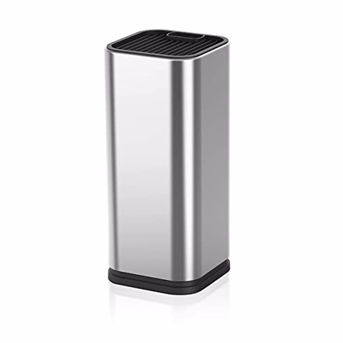 Laxinis World Universal Knife Block, Stainless-Steel Modern Rectangular Design with Scissors-Slot, Knife Holder Counter-top Storage, Holds 12 8”-Blade Knives, 9.1” by 4”(knives not included)