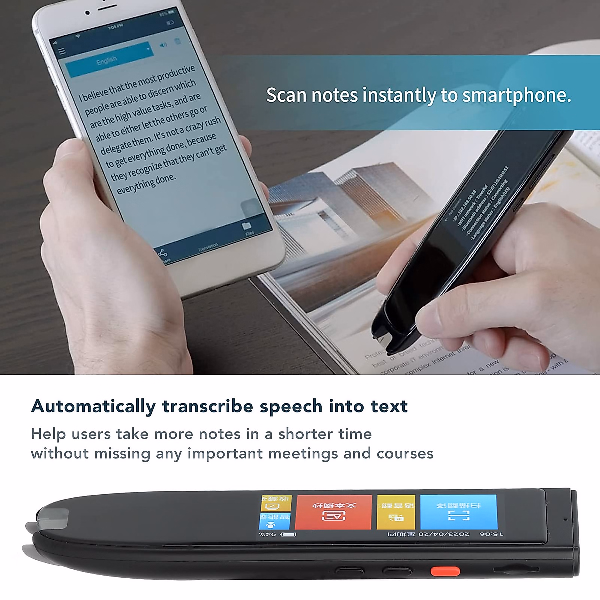 C Pen Text, PDAs Handhelds WiFi Light Weight Pen Reader Support 112 Languages Digital Reader Pen LCD Touch Screen Pen Scanner for Study Reading Exam Dyslexia Differences Tests Meet