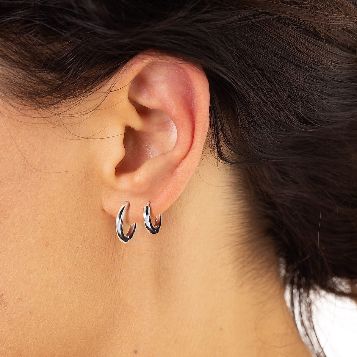 Gold Hoop Earrings Sets Women - 3 Pairs Sterling Silver Small Huggie Cartilage Hoops Hypoallergenic Jewelry for Woman, Mini Thin Surgical Fashion Set for Sensitive Ear (Silver)