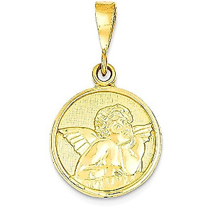 IceCarats 14K Yellow Gold Raphael Guardian Angel Necklace Charm Pendant 29mm x 16mm Only