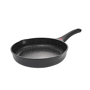 11 Inch Non Stick Frying Pans Granite Coated with Pour Spout - Lightweight 2.9 Quart Skillets and Frying Pans with Comfort Stay Cool Grip Handle - Induction Compatible PFOA Free Frying Pan (Black)