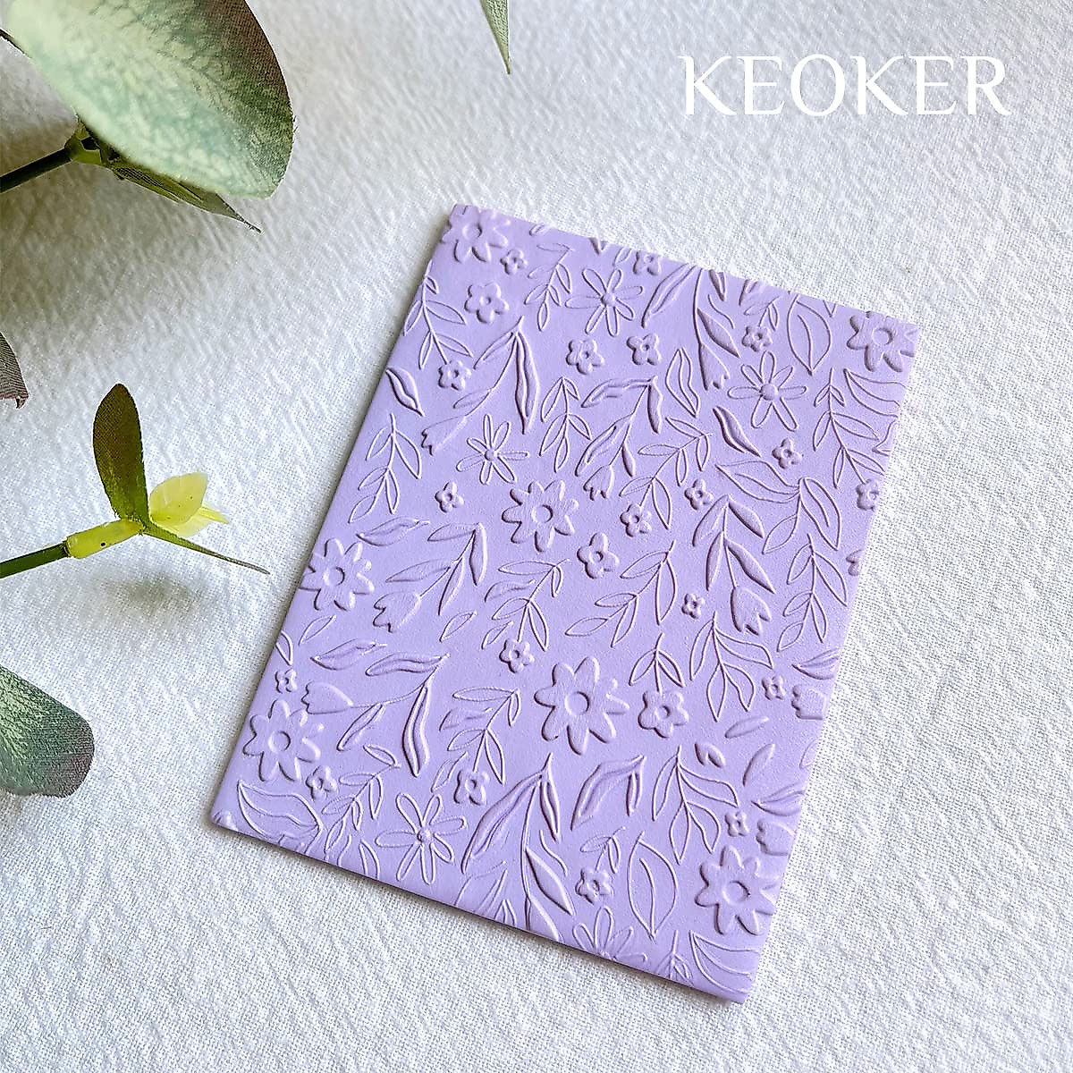 Keoker Polymer Clay Texture Sheets, Clay Texture Mat for Making Earrings Jewerly, Polymer Clay Earrings Tools (Floral A)