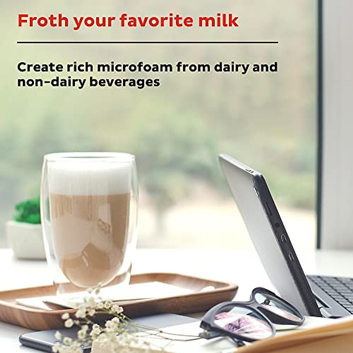 Instant Milk Frother, 4-in-1 Electric Milk Steamer, 10oz/295ml Automatic Hot and Cold Foam Maker and Milk Warmer for Latte, Cappuccinos, Macchiato, From the Makers of Instant Pot 500W, Black