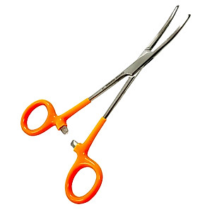 Premium German Stainless 6 1/2" Hemostat Forceps clamp w/Vinyl Grip,Curved Jaw Instrument (Cynamed Brand)