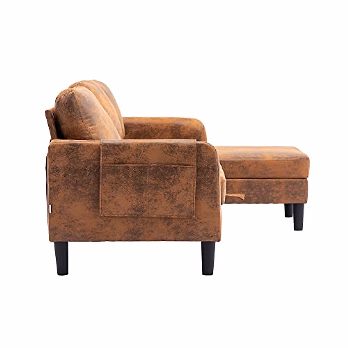 Eafurn L-Shaped Sectional w/Pull Out Bed & Storage Space,Comfy Sleeper Chaise, 3-seat Upholstered Convertible Corner Sofa & Couches, Suitable for Living Room, Coffee