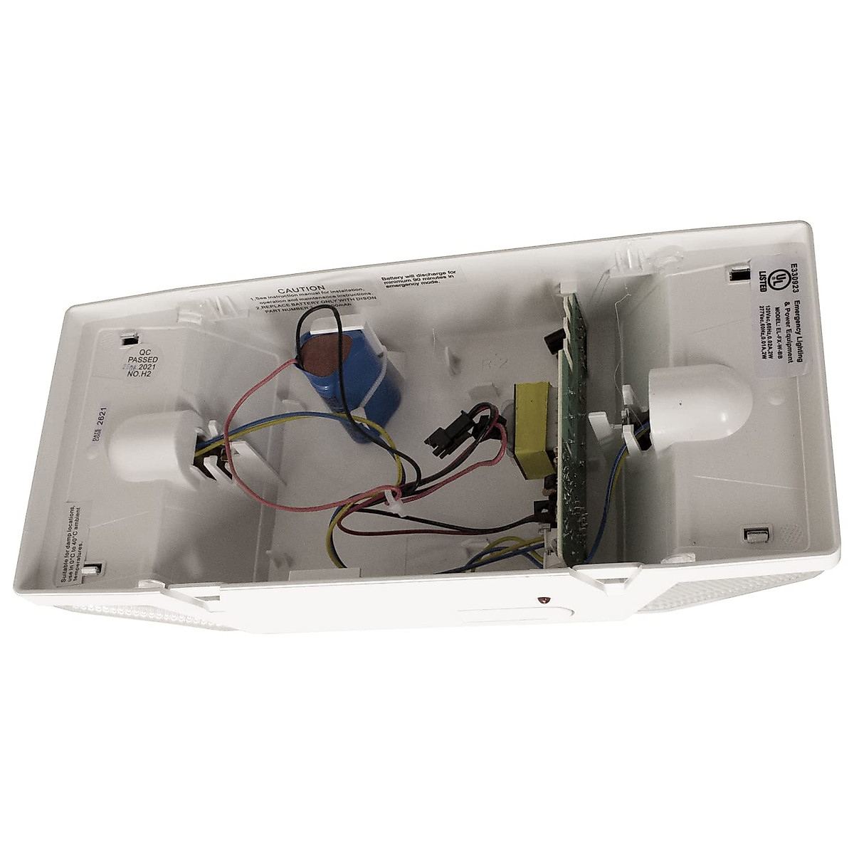 LFI Lights | Emergency Light | White Housing | Two LED Fixed Heads| Hardwired with Battery Backup | UL Listed | (1 Pack) | EL-FX