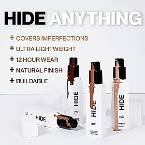 HIDE PREMIUM Liquid Foundation, SEE SHADE FINDER Below For Perfect Match, Multi-Use Waterproof Foundation, Medium/Full Coverage Foundation, Oil Free – We Have a Shade For All Skin Types, 1 fl. Oz. (Natural Beige)